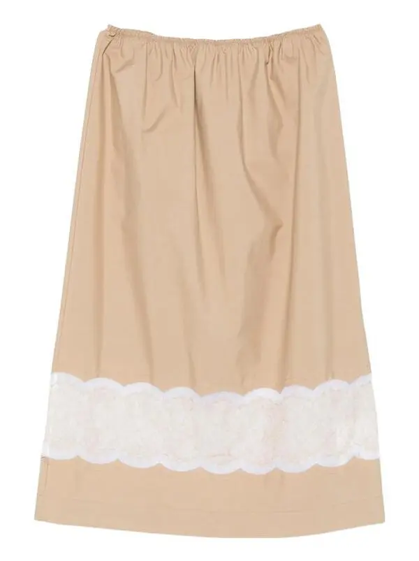 Carven Straight Midi Skirt With Lace Trim - Cream