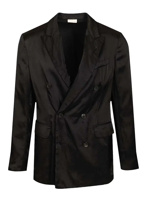Dries Van Noten Double-breasted Peak Lapel Jacket - Black
