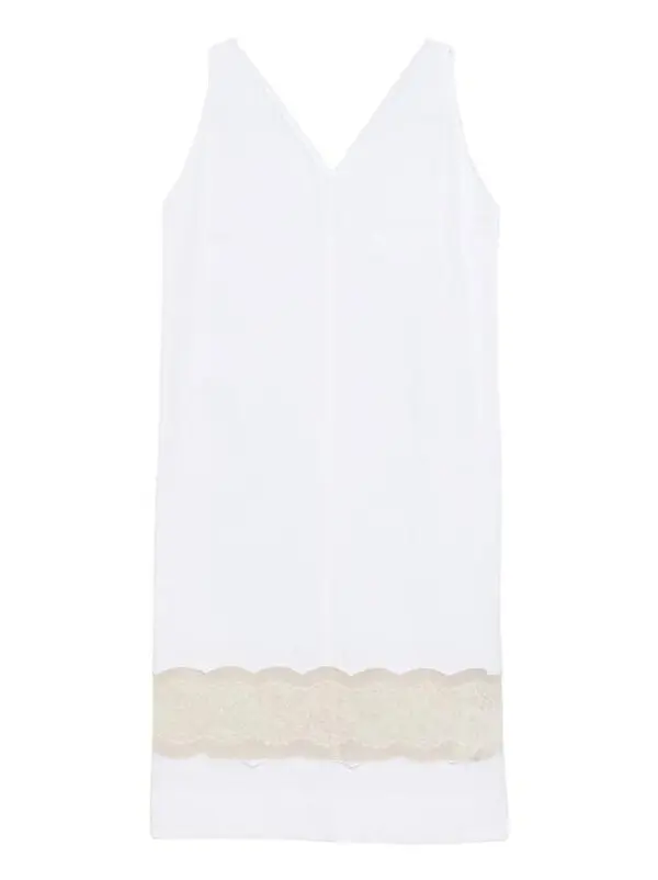 Carven Sleeveless V-neck Dress With Lace Detail - White