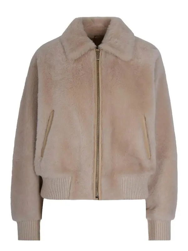 Max Mara Faux Fur & Shearling Jacket - Cream
