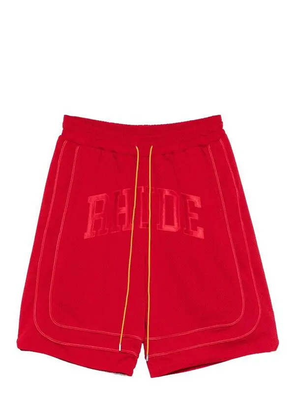 Rhude Polyester Logo Detail Bermuda Shorts - Red