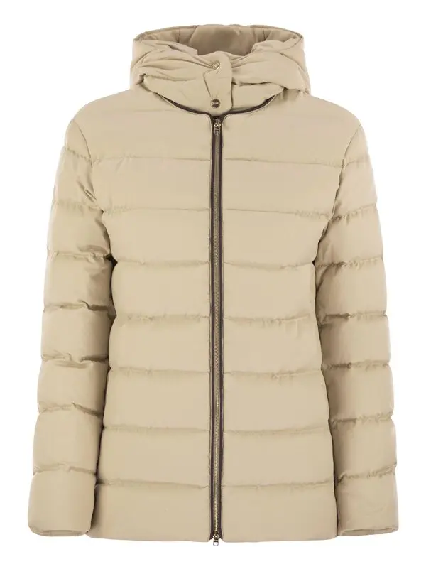 Herno Medium Down Jacket With Hood - Cream