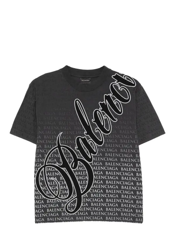 Balenciaga Graphic Logo Print Cotton T-shirt - Black