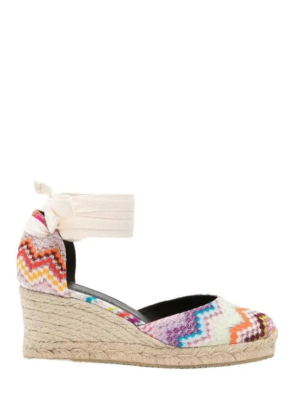 Missoni Chevron Pattern Wedge Espadrilles - Orange