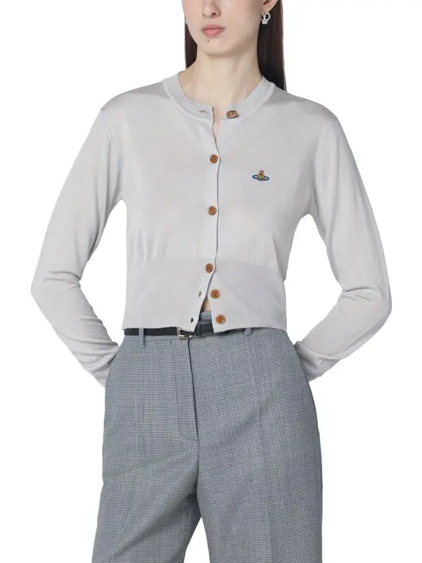 VIVIENNE WESTWOOD Cropped Wool And Silk Cardigan - Gray