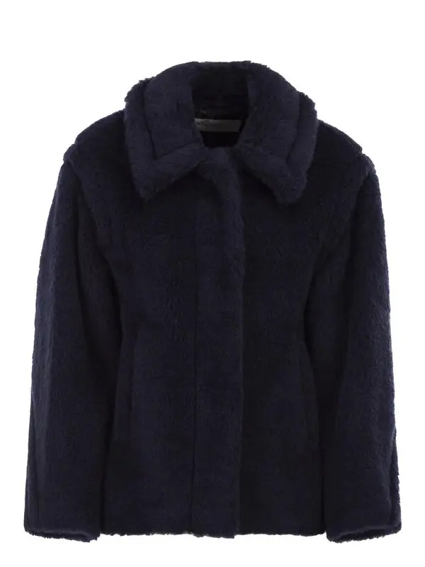 Max Mara Cropped Coat In Alpaca, Wool, And Silk Teddy Fabric - Multicolor