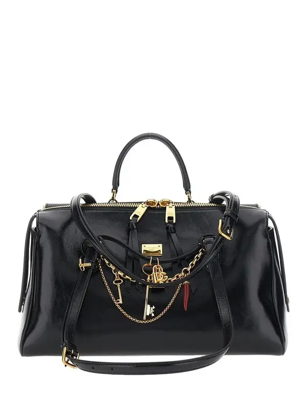 Dolce & Gabbana Leather Shoulder Bag With Chain Detail - Multicolor