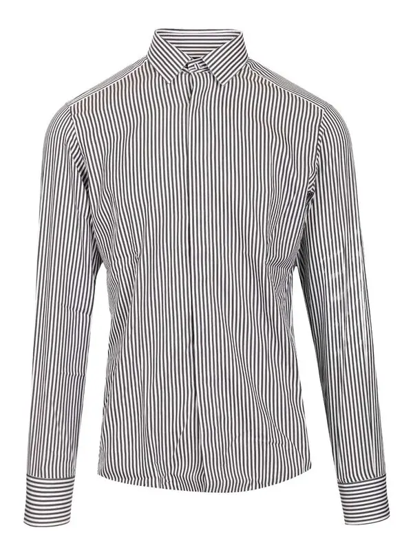 TOM FORD Silk Cotton Ladder Stripe Classic Fit Shirt - Multicolor