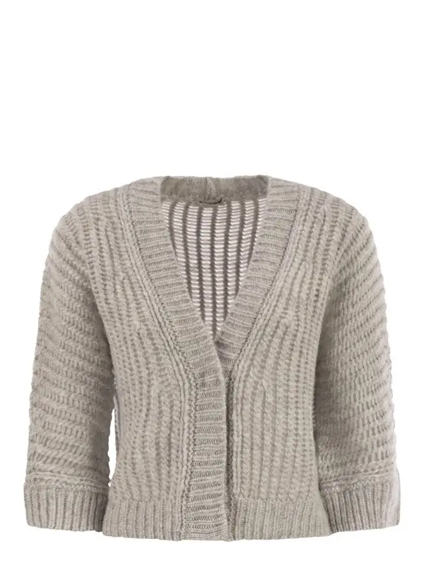 Peserico Wool And Alpaca Mesh Cardigan - Cream