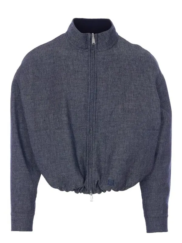 Fendi Reversible Blouson With Embroidered Logo - Blue