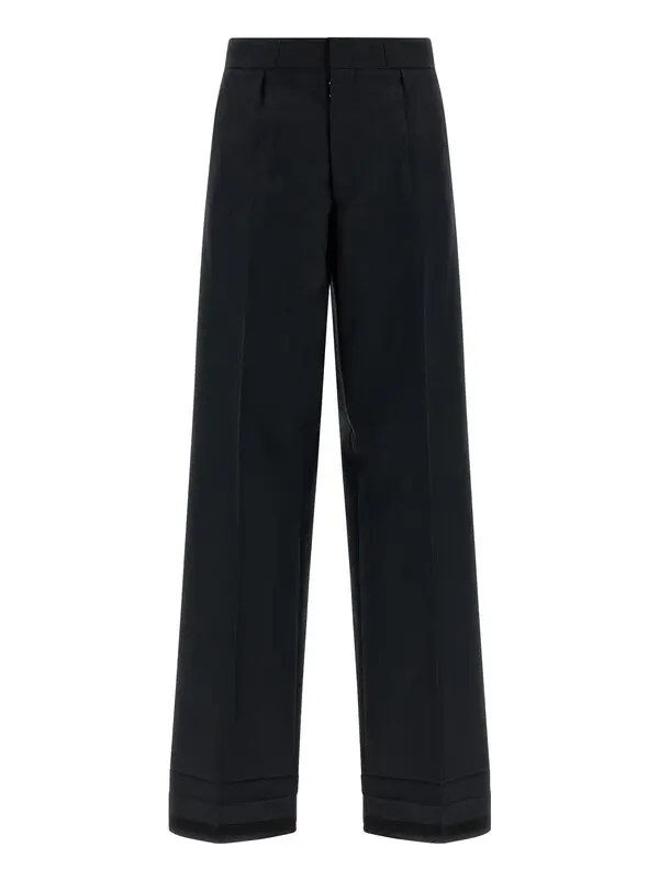 MAISON MARGIELA Herringbone Wool Blend Trousers - Black