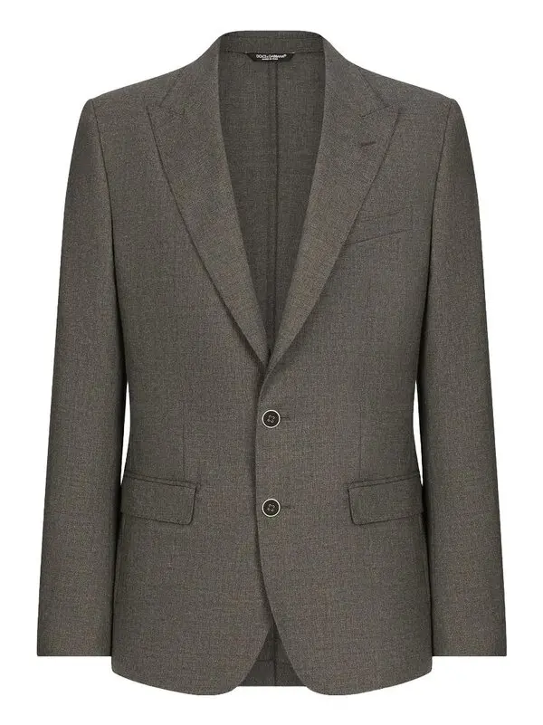 Dolce & Gabbana Virgin Wool Blazer With Peak Lapels - Gray