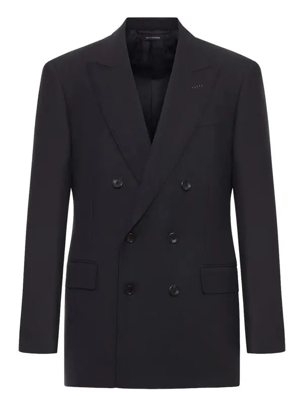 TOM FORD High Twist Double Breasted Wool Jacket - Black