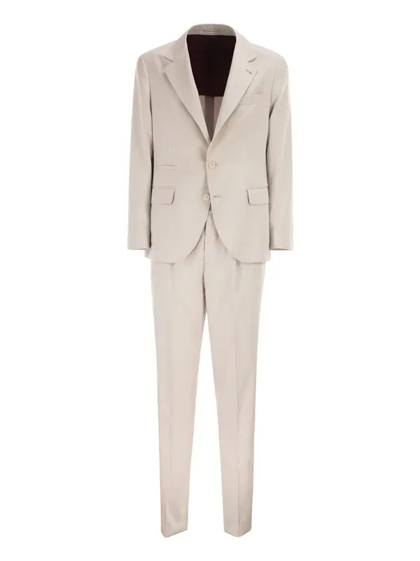 Brunello Cucinelli Silk Suit With Three-button Blazer - Cream