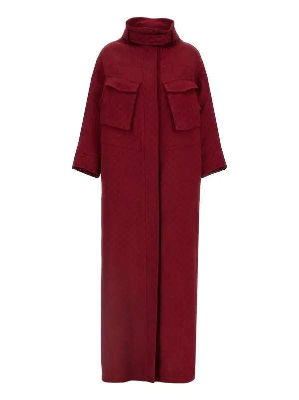 Gucci Gg Jacquard Coat - Red