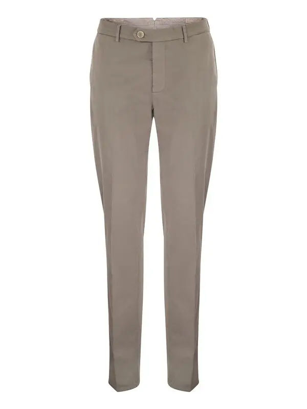 Brunello Cucinelli Italian Fit Cotton Gabardine Trousers - Multicolor