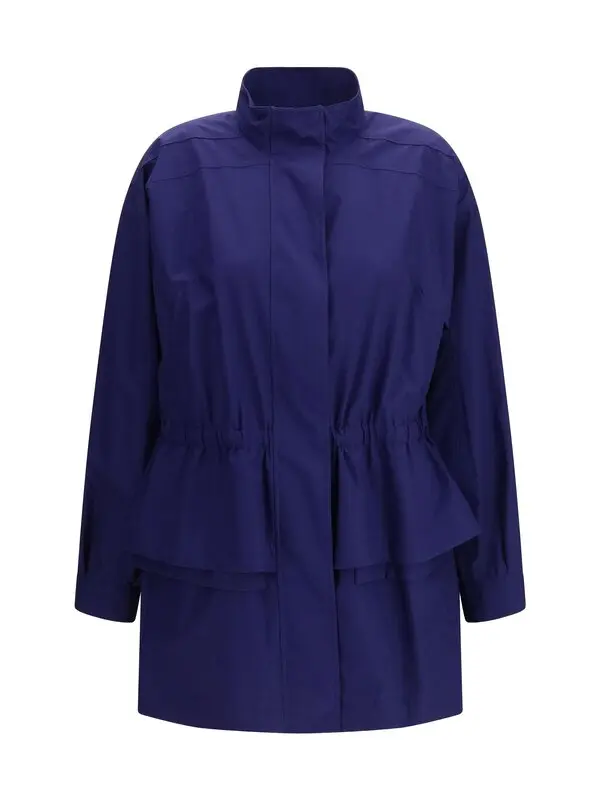 Fendi Midi Poplin Parka Blouson With Logo Embroidery - Blue