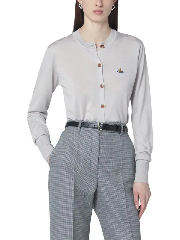 VIVIENNE WESTWOOD Light Grey Wool And Silk Cardigan - Gray