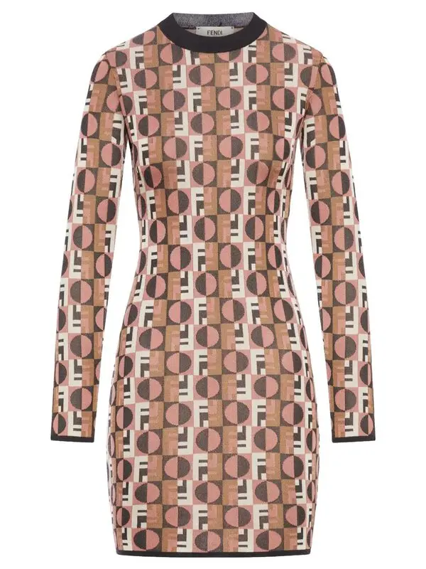 Fendi Optical Print Viscose Dress - Multicolor