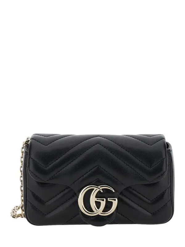 Gucci Mini 'ophidia' Bag With Chain Strap And Gg Plaque On Front In Leather For - Black