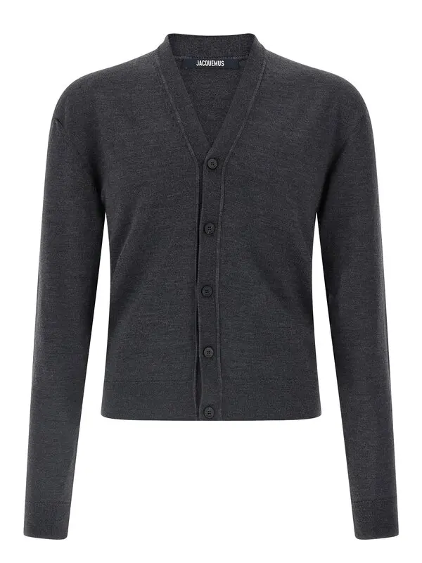 Jacquemus Le Cardigan Brodé Merino Wool Cardigan - Gray