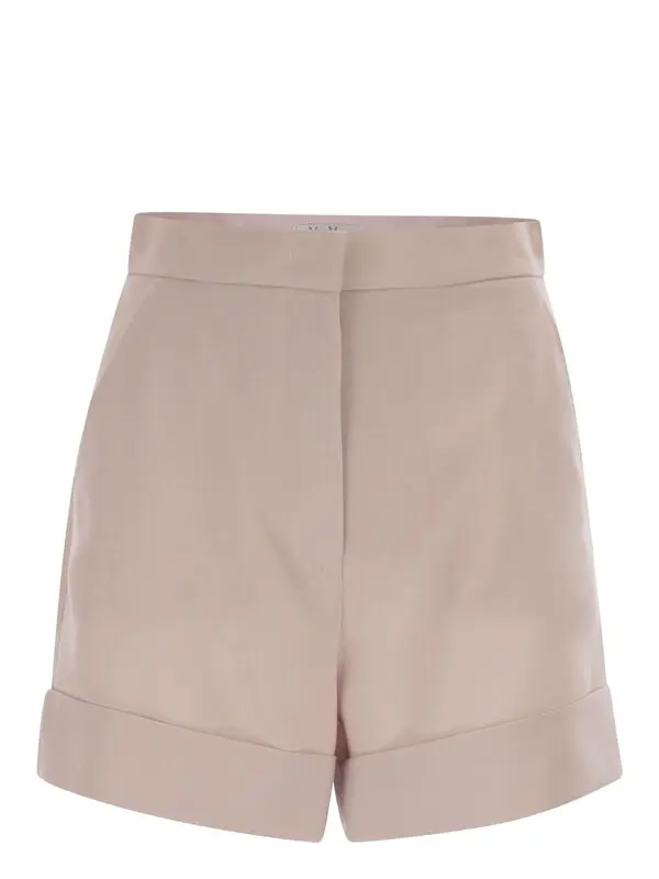 Max Mara Celebre" High-waisted Wool, Mohair, And Silk Blend Shorts - Pink