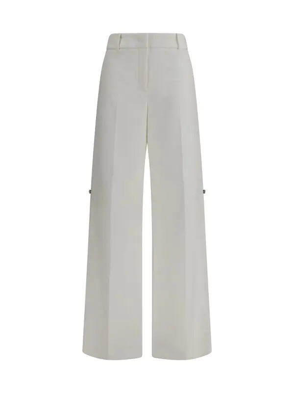 Fendi Cotton Pants With Embroidered Logo - White