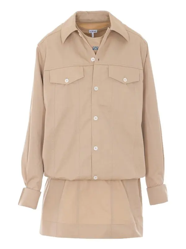 Loewe Long-sleeve Chemisier Dress - Cream