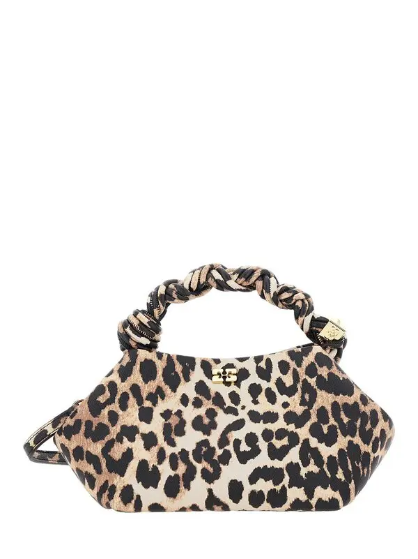 GANNI Small Bou Handbag With Woven Handle And Animalier Motif - Multicolor