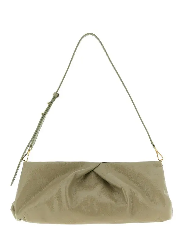 Dries Van Noten Crisp Extra Large Leather Clutch - Green