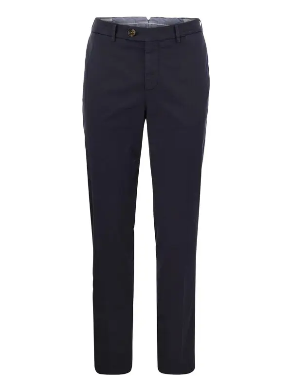 Brunello Cucinelli Italian Fit Cotton Gabardine Trousers - Blue