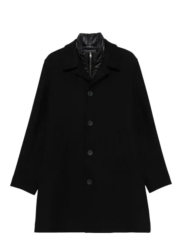 Herno Single-breasted Padded Wool Coat - Black