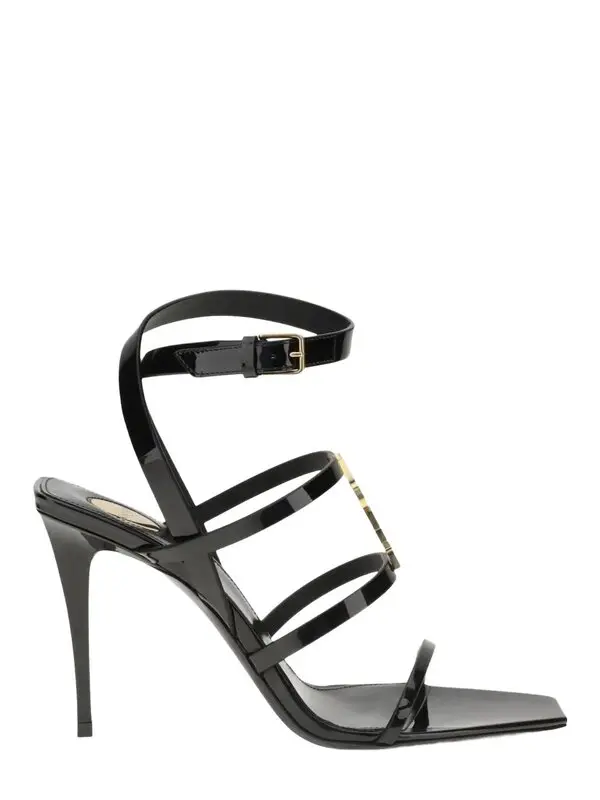 Saint Laurent Cassandra Patent Leather Strappy High Heel Sandals - Black