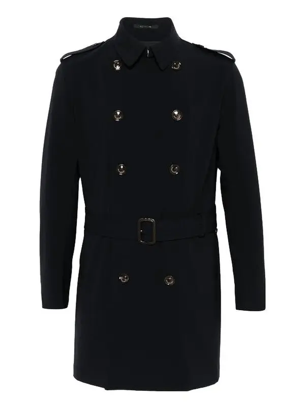 MONTECORE Double Breasted Belted Trench Coat - Blue