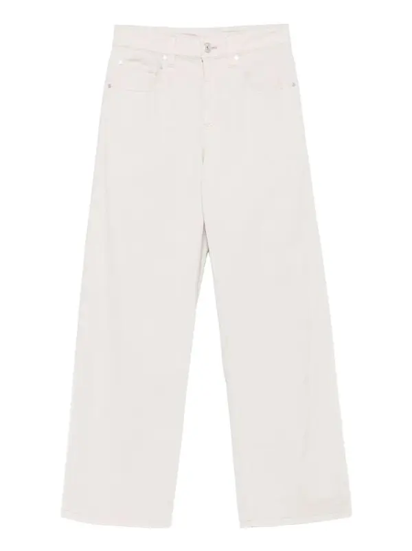 Brunello Cucinelli Stretch Dyed Denim Loose Barrel Jeans With Monili - White