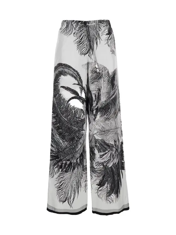 Attico Silk Printed Wide Leg Pants - Multicolor
