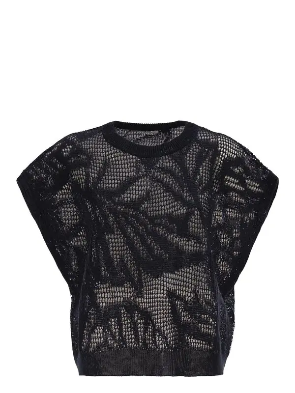 Brunello Cucinelli Openwork Knit Top With Sequins - Blue