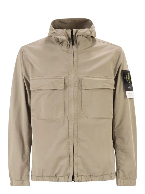 Stone Island Hooded Jacket With Drip Guard And Water-repellent Finish - Multicolor