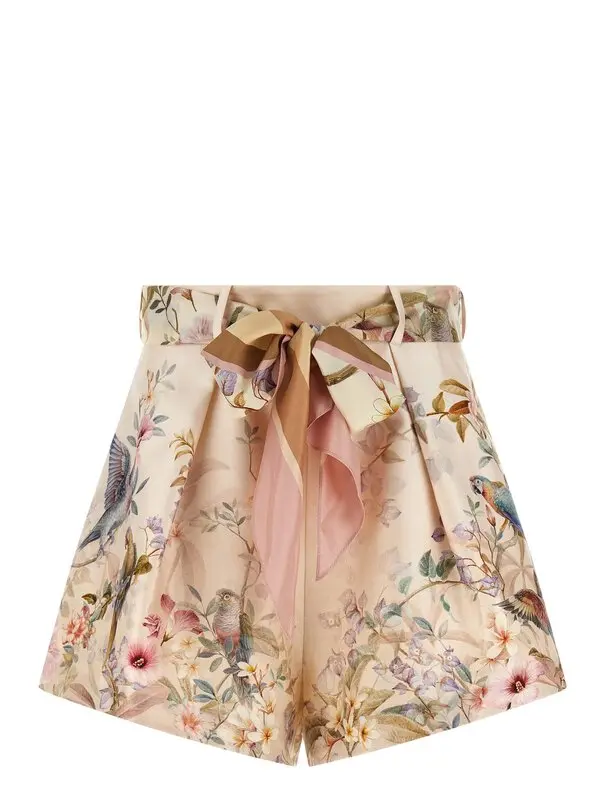 Zimmermann Rebellion Printed Silk Blend Shorts - Pink