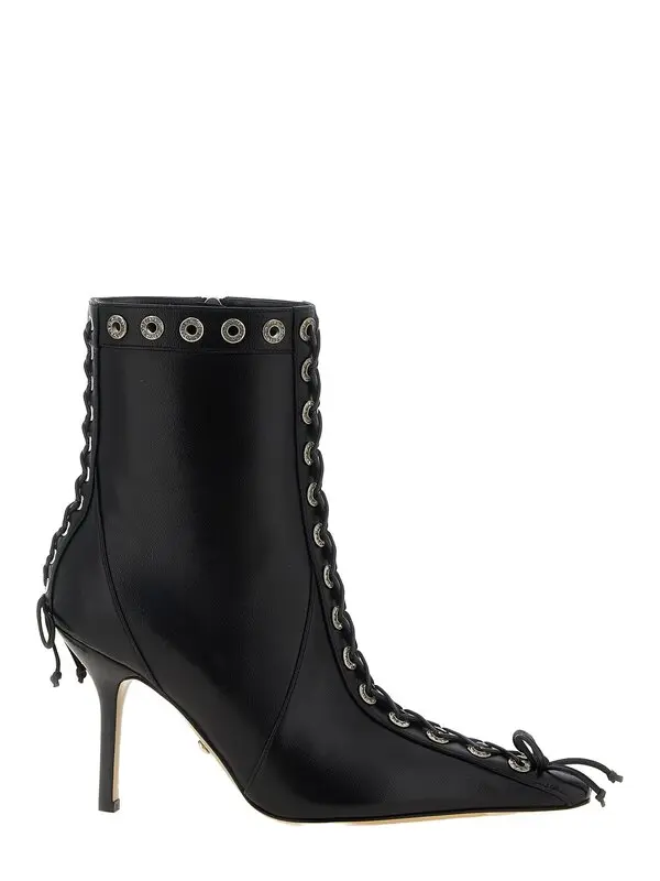 Mach & Mach Crystalized Corset Ankle Boots With Rhinestones - Black