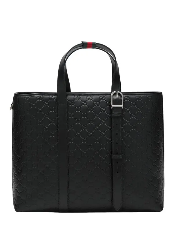 Gucci Embossed Monogram Tote Bag - Black