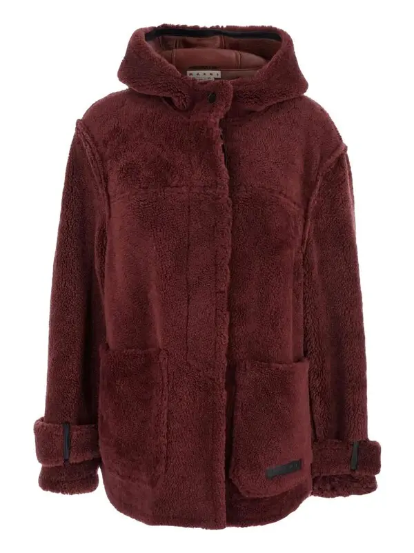 Marni Fur Hooded Jacket - Red