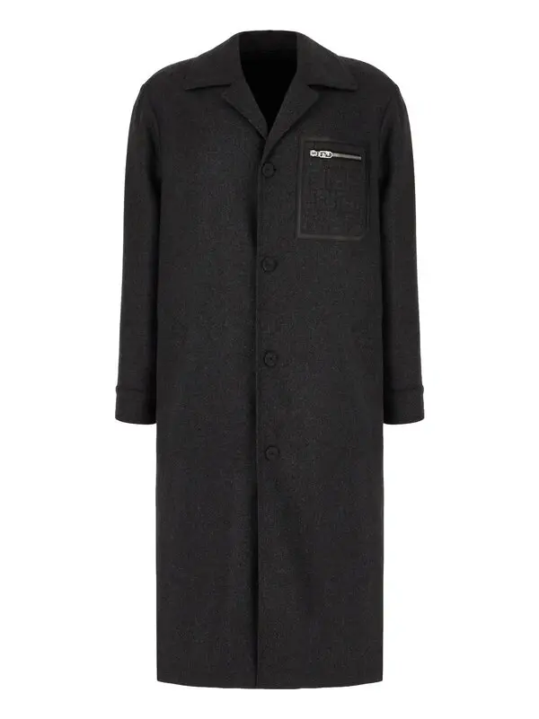 Fendi Tailored Coat With Notched Lapel And Zip Detail - Multicolor