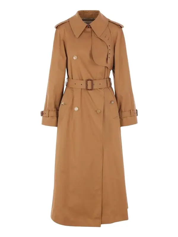 Chloé Cotton Gabardine Belted Long Trench Coat - Brown