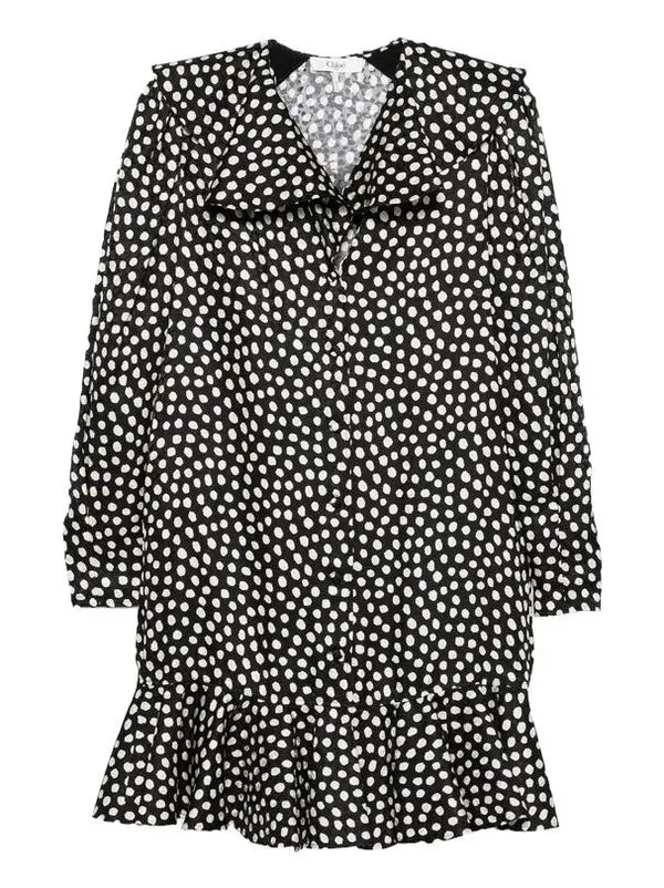 Chloé Polka Dot Silk Dress - Black