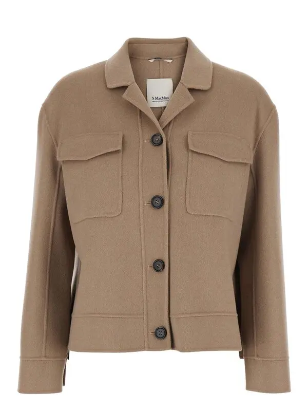 Max Mara Wool Jacket With Notched Lapels And Patch Pockets - Multicolor