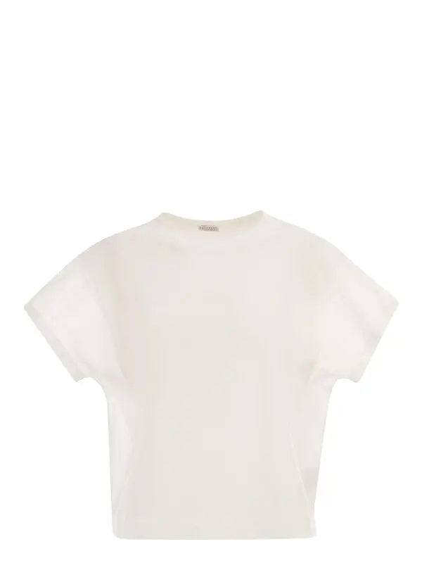 Brunello Cucinelli Cotton T-shirt With Sheer Inserts - White