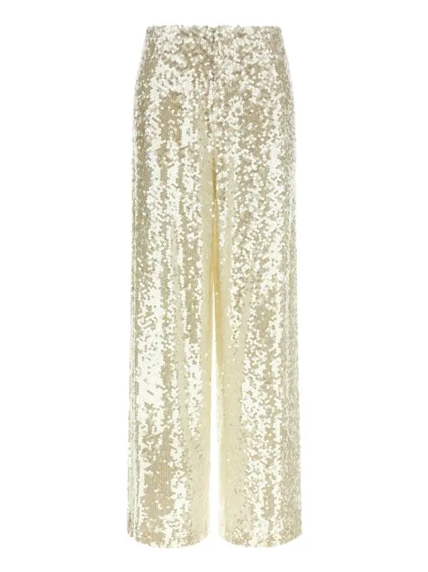 Alberta Ferretti Sequin Embellished Wide Leg Pants - White