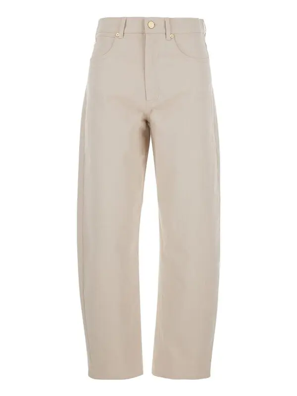 Max Mara Beige Denim Jeans With Belt Loops And Button-zip Closure - Multicolor