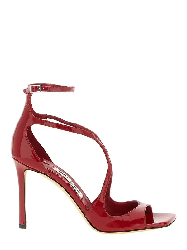 JIMMY CHOO Azia Patent Leather Stiletto Sandals - Red